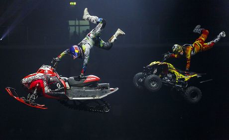 Snowmobile Rider Atv Rider Performing Synchronised Editorial Stock ...
