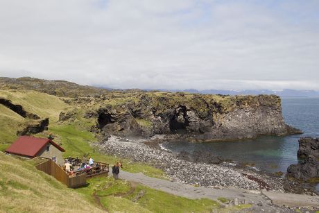 Cafe Tourists Beside Cove Hellnar Snaefellsness Editorial Stock Photo ...