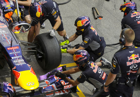 Pit Stop Wheel Change Red Bull Editorial Stock Photo - Stock Image ...