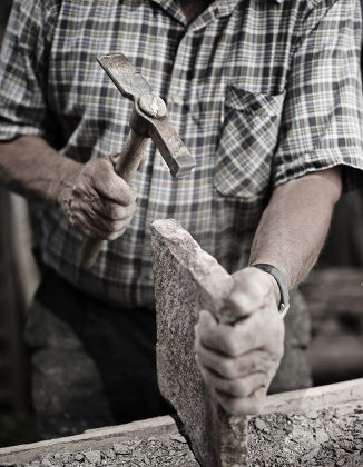 Model Released Stonemason Working On Stone Editorial Stock Photo ...