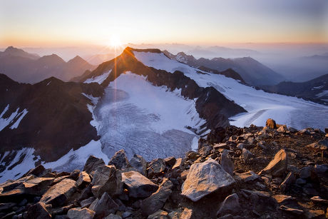 Sunrise Over Wilder Freiger Mountain Editorial Stock Photo - Stock ...