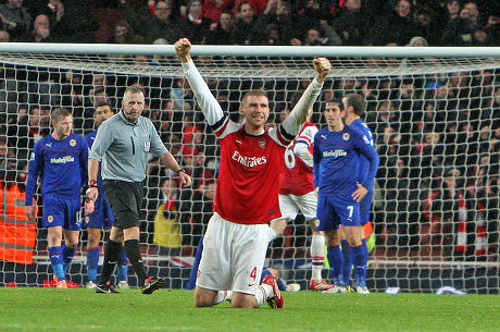 Per Mertesacker Leads Arsenal Celebrations After Editorial Stock Photo ...