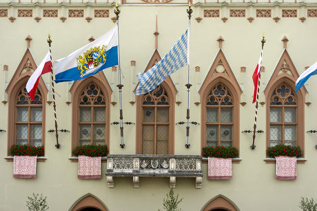 Gothic Town Hall Bavarian Polish Flags Editorial Stock Photo - Stock ...