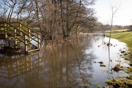 Footpath Bridge Blocked By Flooding Fields Editorial Stock Photo ...