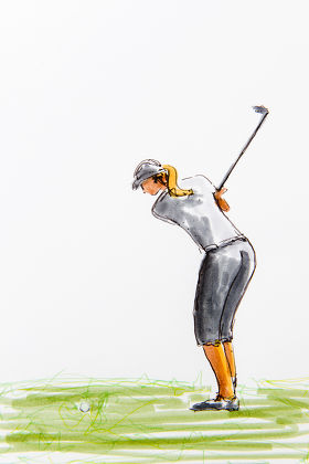 Female Golfer Tee Drawing By Artist Editorial Stock Photo - Stock Image ...
