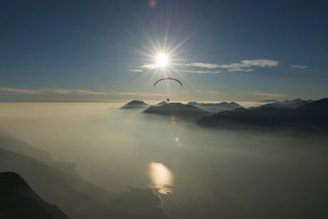 Model Released Paragliding Clouds Inversions Lake Editorial Stock Photo ...
