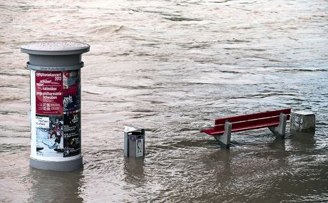 Advertising Column Bench Flood Waters Danube Editorial Stock Photo ...