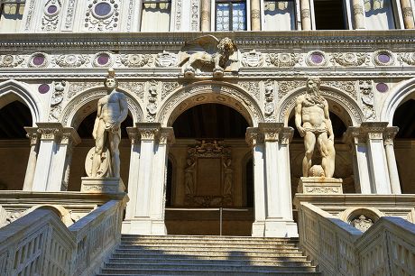 Giants Staircase Guarded By Two Colossal Editorial Stock Photo - Stock ...