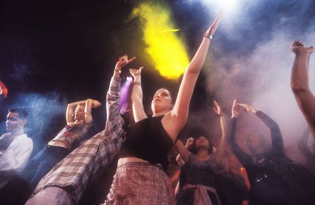Crowd People Their Hands Air Smokey Editorial Stock Photo - Stock Image ...