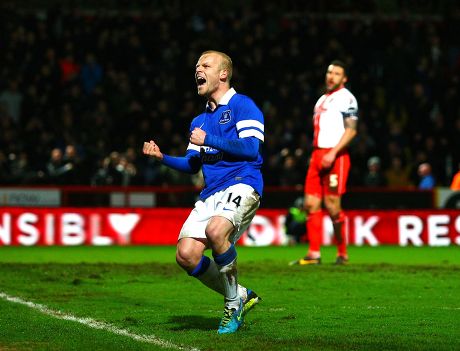 Evertons Steven Naismith Celebrates Scoring His Editorial Stock Photo ...