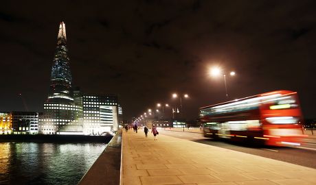 Bus Shard London Bridge Night Editorial Stock Photo - Stock Image ...
