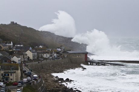 Waves Crash Over Cliffs Sennen Cove Editorial Stock Photo - Stock Image ...