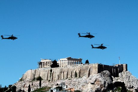 Greek Army Attack Helicopters Fly Over Editorial Stock Photo - Stock ...