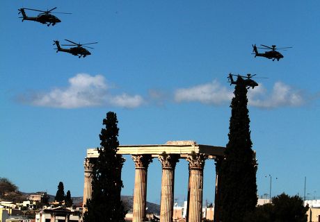 Greek Army Attack Helicopters Fly Over Editorial Stock Photo - Stock ...
