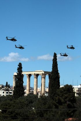 Greek Army Attack Helicopters Fly Over Editorial Stock Photo - Stock ...
