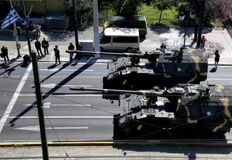 Greek Army Artillery Vehicles Pass By Editorial Stock Photo - Stock ...