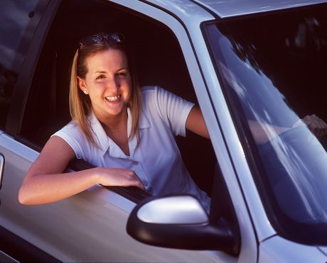 Woman Leaning Out Car Window Model Editorial Stock Photo - Stock Image ...