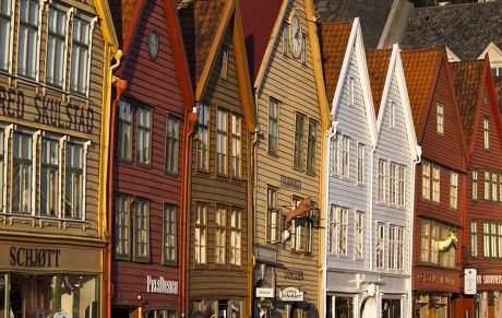 Row Houses Tyske Bryggen Evening Light Editorial Stock Photo - Stock ...