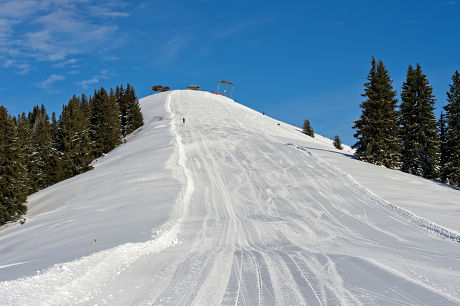 Empty Ski Slope Under Blue Sky Editorial Stock Photo - Stock Image ...