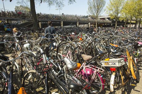 Bikes Bike Racks Amsterdam Netherlands Huge Editorial Stock Photo ...