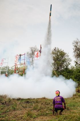 Man Looks Rocket Fired Into Air Editorial Stock Photo - Stock Image ...