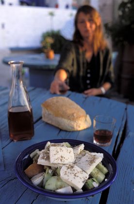 Traditional Greek Salad Made Feta Cheese Editorial Stock Photo - Stock ...