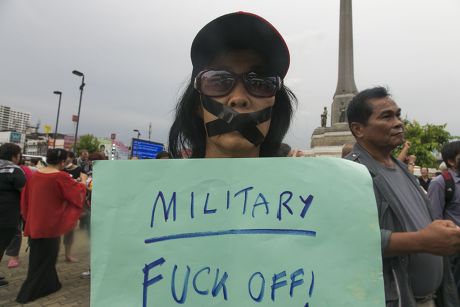 Anticoup Sticker Tape Across Her Face Editorial Stock Photo - Stock ...