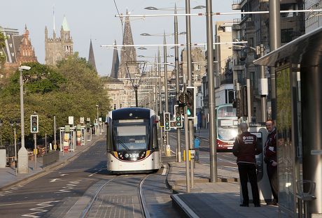 Edinburgh tram line launch, Scotland, Britain - 31 May 2014 Stock ...