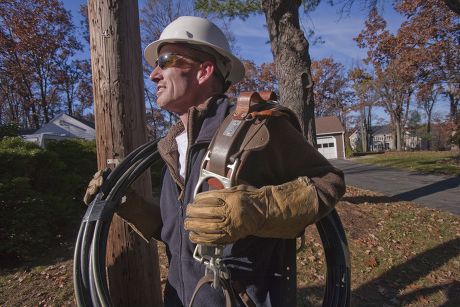Model Released Cable Installer Carrying Coiled Editorial Stock Photo ...