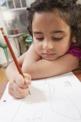 Model Released Closeup Hispanic Girl Drawing Editorial Stock Photo ...