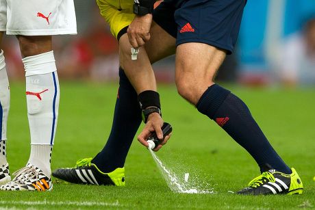 Referee Using Vanishing Spray Mark Line Editorial Stock Photo - Stock ...