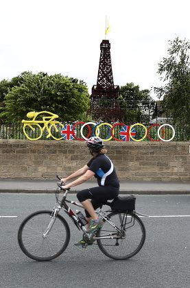 Cyclist Rides Past Model Eiffel Tower Editorial Stock Photo - Stock ...