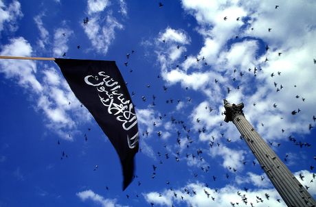 Islamic Flag Waving By Nelsons Column Editorial Stock Photo - Stock ...