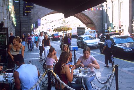 People Dining Outside Cafe City Centre Editorial Stock Photo - Stock ...