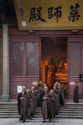 Devout Monks Leaving Temple Lingying Monastery Editorial Stock Photo ...