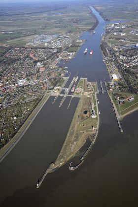 Aerial View Canal Lock Kiel Canal Editorial Stock Photo - Stock Image | Shutterstock