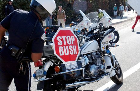 Stop Bush Sign On Police Motorcycle Editorial Stock Photo - Stock Image ...