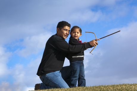 Outside Native American Father Teaches His Editorial Stock Photo ...