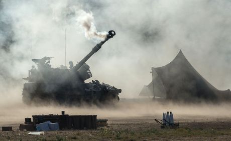 Israeli Selfpropelled Howitzer Fires Shell Toward Editorial Stock Photo ...