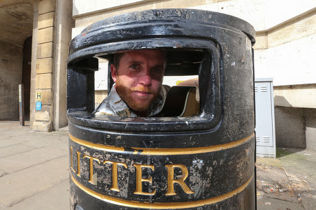 Charlie Cavey Busking Inside Rubbish Bin Editorial Stock Photo - Stock ...