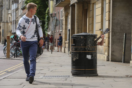 Charlie Cavey Busking Inside Rubbish Bin Editorial Stock Photo - Stock ...