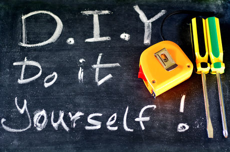 Do Yourself Diy Handwritten White Chalk Editorial Stock Photo - Stock Image | Shutterstock