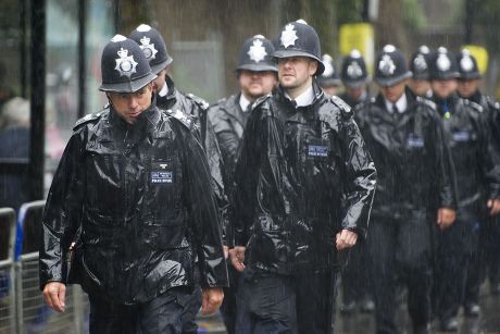 Group On Police Officers Drenched Rain Editorial Stock Photo - Stock ...