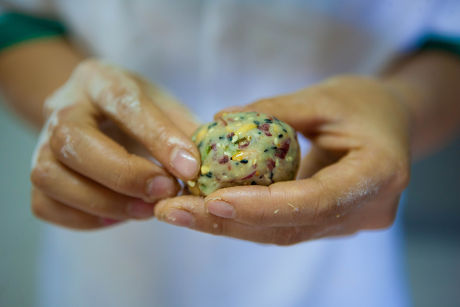 Baker Makes Moon Cake Stuffing Pastry Editorial Stock Photo - Stock ...