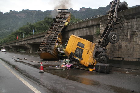 Lorry After Falling Off Highway Bridge Editorial Stock Photo - Stock ...