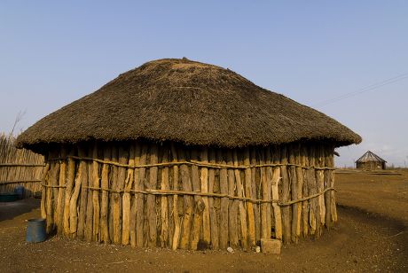 Round Hut Made Tree Trunks Village Editorial Stock Photo - Stock Image ...