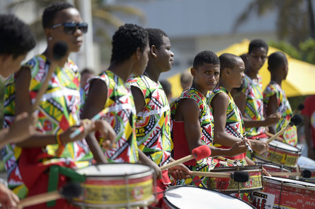 Drummers Colourfully Dressed Teenagers Traditional Afrobrazilian ...