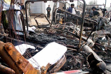 Police Inspect Wreckage Destroyed Passenger Bus Editorial Stock Photo ...
