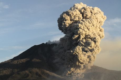Mount Sinabung Volcano Lava Blowing Giant Editorial Stock Photo - Stock ...