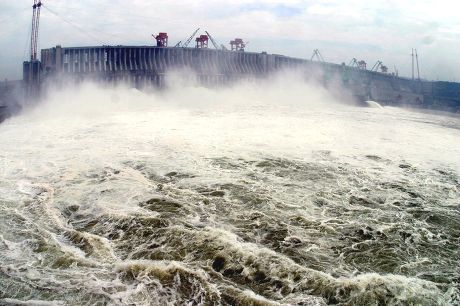 Water Sluiced Two Deep Sluice Gates Editorial Stock Photo - Stock Image ...